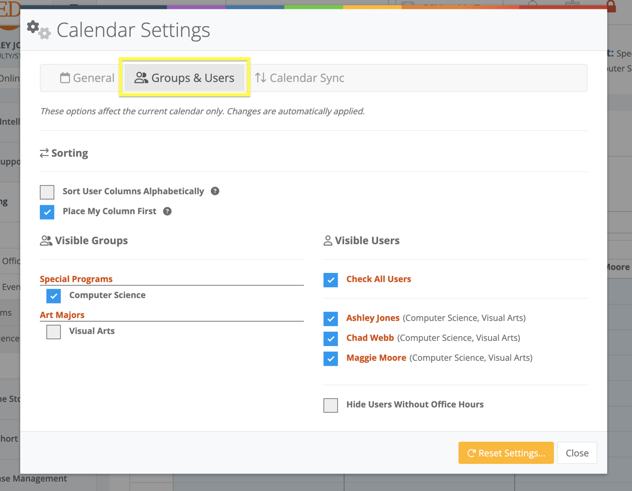 Customize Calendar Settings